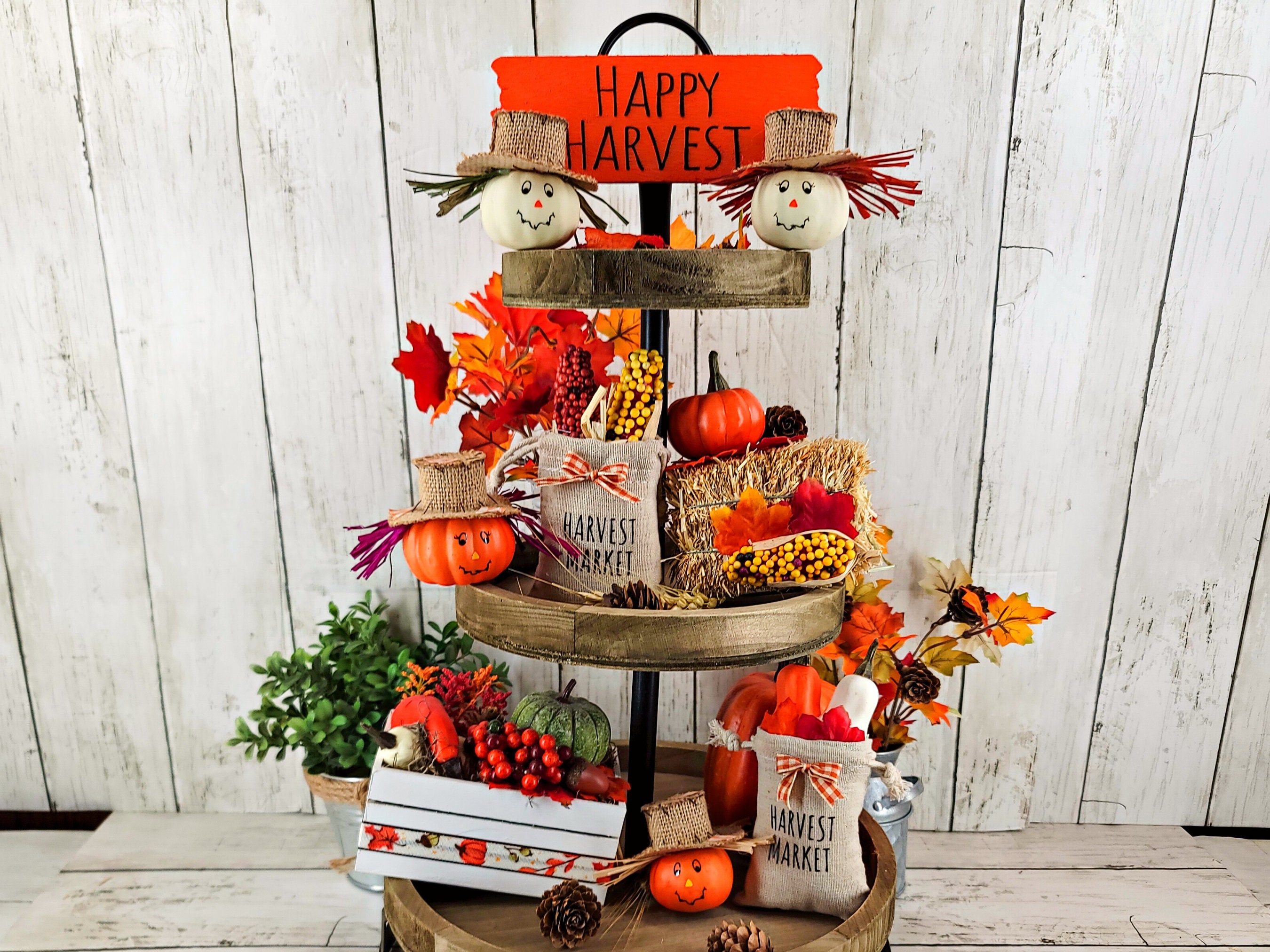 Happy Harvest Tiered Tray Bundle, Fall Decor, Thanksgiving Decorations ...