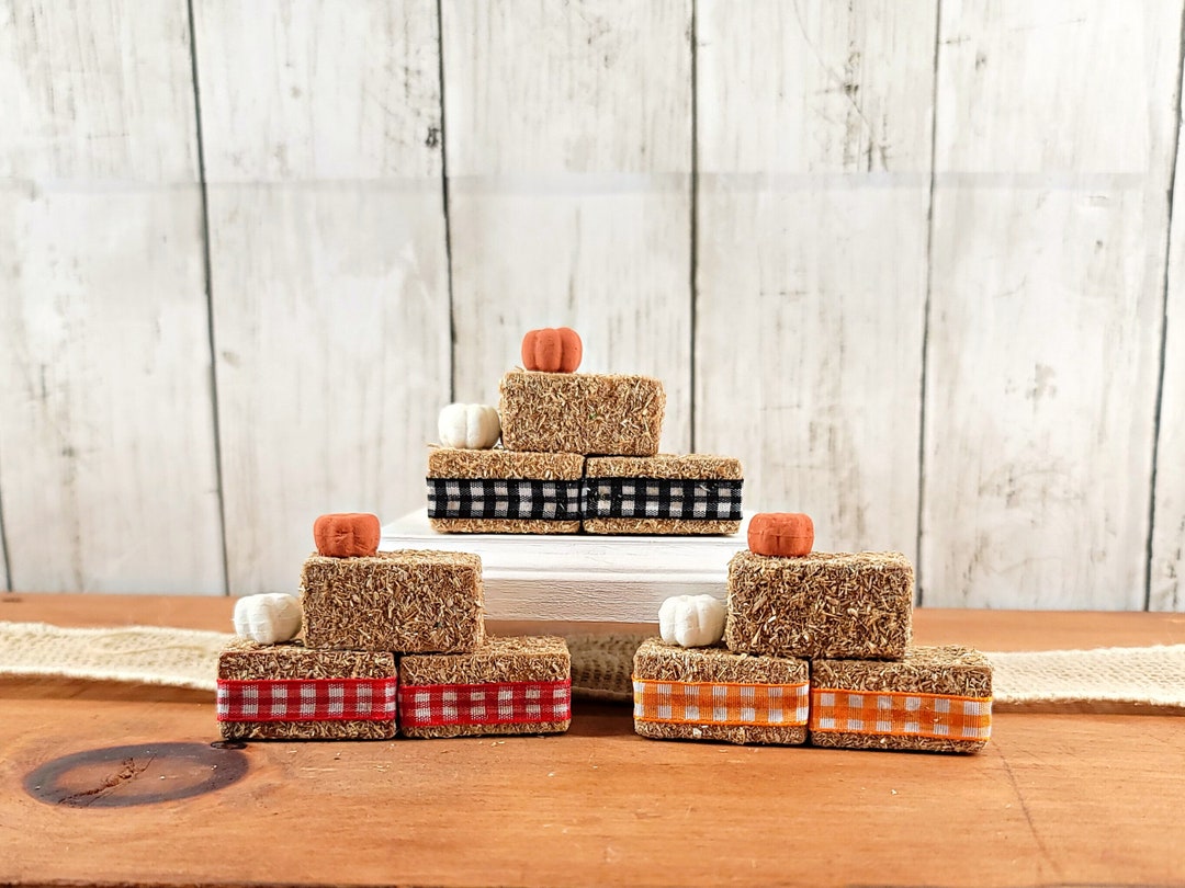 Mini Hay Bale Stack, Tier Tray Decor, Fall Tiered Tray, Pumpkin Decor ...