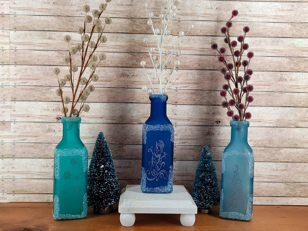 Winter Vase, Decorative Vase, Floral Vase, Frosted Winter Jar, Winter ...