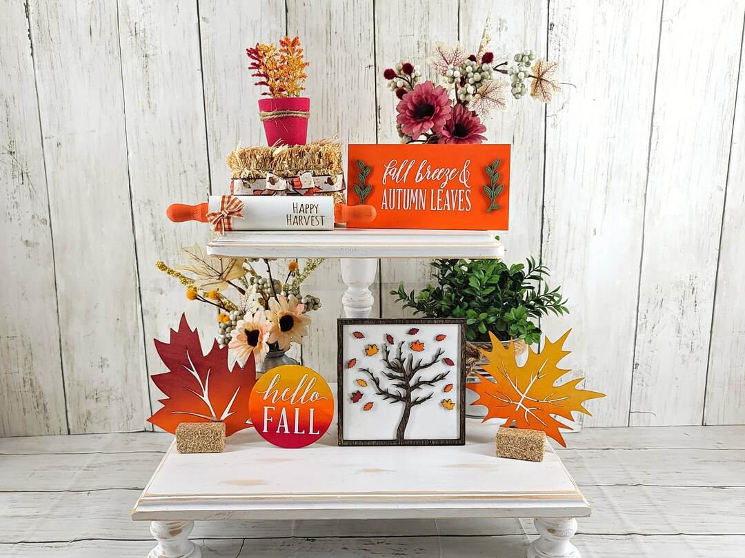 Thanksgiving Hello Fall Tiered Tray Bundle, Happy Harvest Set, Autumn ...