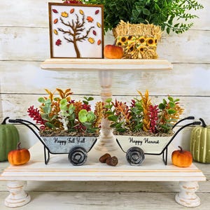 Fall Floral Wheelbarrow, Mini Metal Autumn Arrangement, Fall Tiered ...