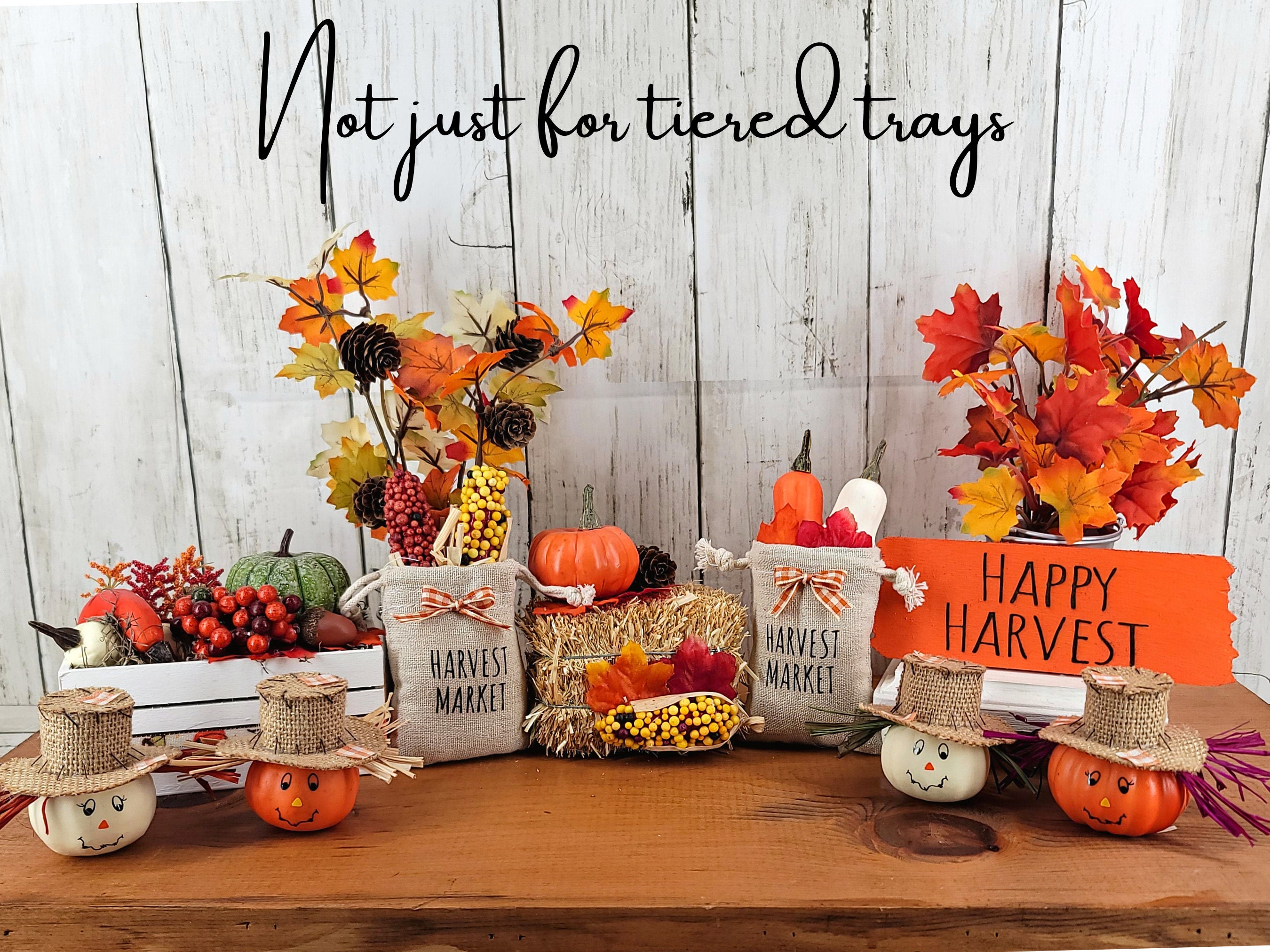Happy Harvest Tiered Tray Bundle, Fall Decor, Thanksgiving Decorations ...