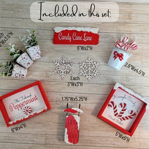 Candy Cane Bundle, Peppermint Tiered Tray Set, Winter Decor Bundle, Red ...