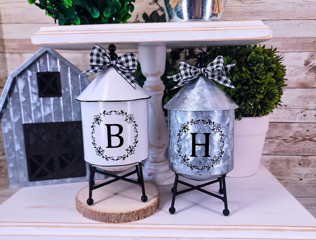 Custom Mini Silo, Personalized Farmhouse Silo, Tiered Tray Decor ...