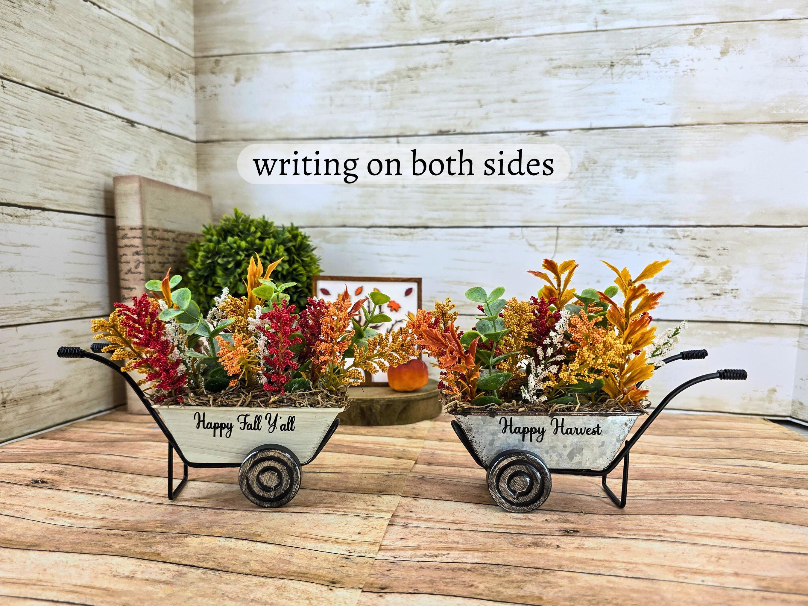 Fall Floral Wheelbarrow Arrangement, Autumn Tiered Tray Decor - Etsy