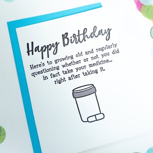 Happy Birthday Funny Medicine Joke Letterpress Greeting Card - Etsy