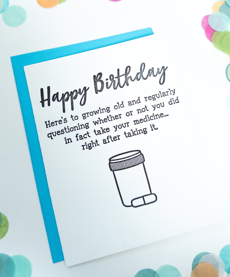 Happy Birthday Funny Medicine Joke Letterpress Greeting Card - Etsy