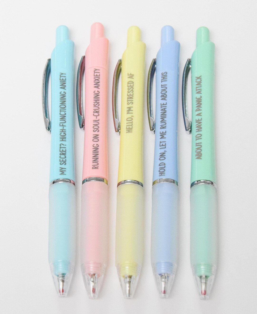 Anxiety Pens Snarky Funny Pens Set of 5 Ballpoint Pens - Etsy