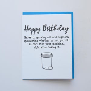 Happy Birthday Funny Medicine Joke Letterpress Greeting Card - Etsy