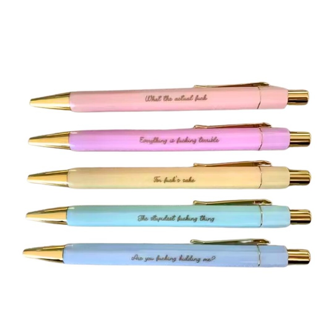 Snarky Funny Swearing Cursing Pastel Funny Ballpoint Pen Set of 5 Gift ...