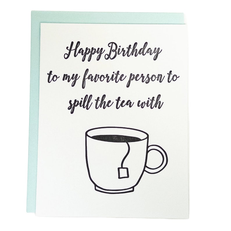 Happy Birthday Spill the Tea Funny Letterpress Card - Etsy
