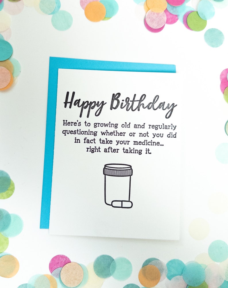 Happy Birthday Funny Medicine Joke Letterpress Greeting Card - Etsy