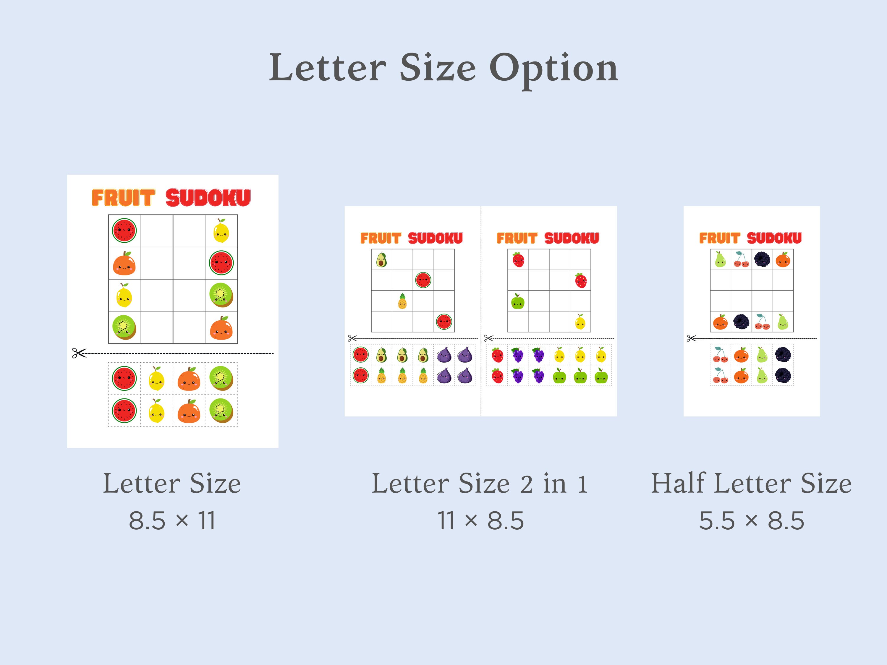 Fruit Sudoku Printable Kids Summer Fruit Activity Picture Sudoku for ...