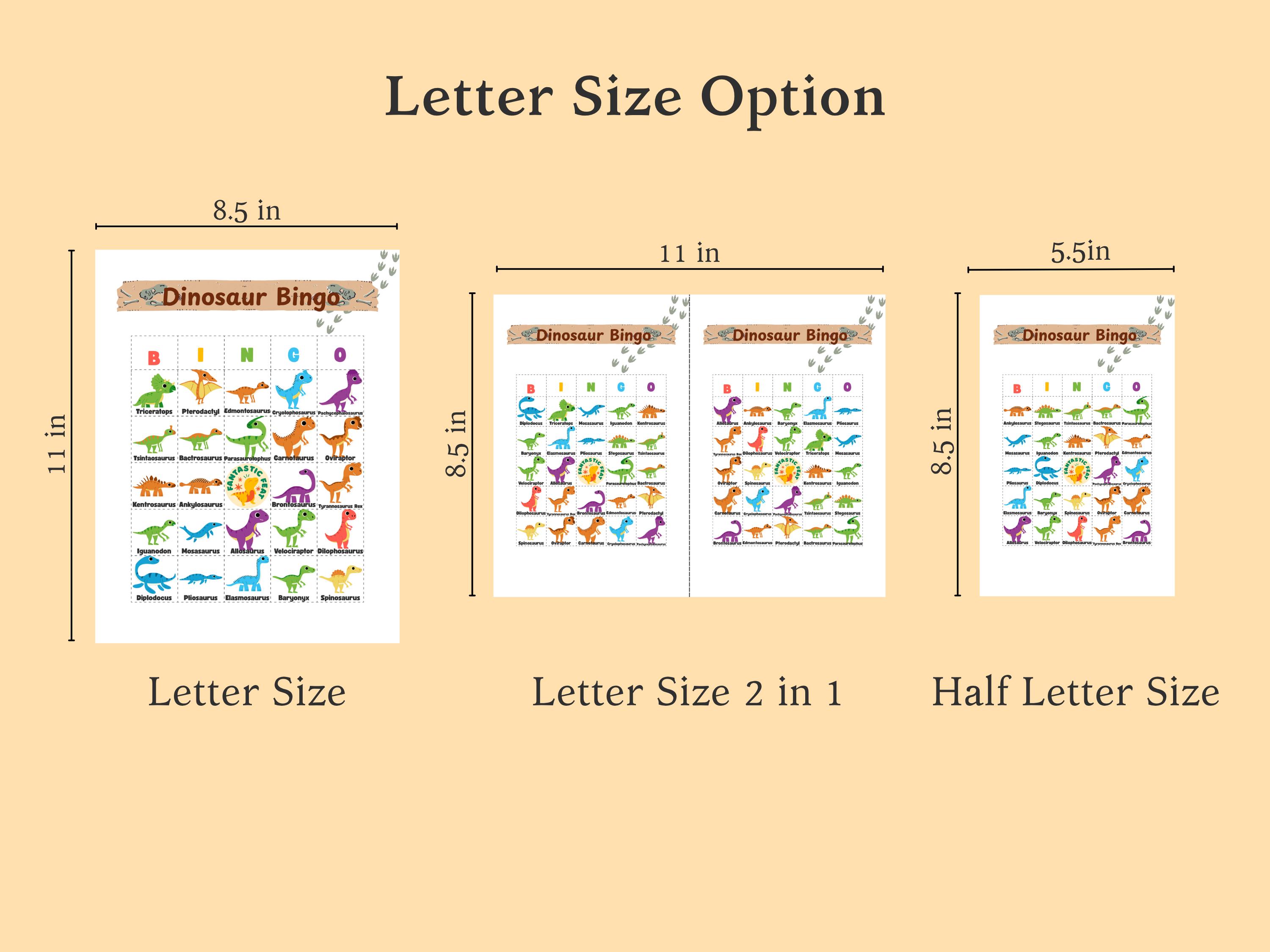Dinosaur Bingo Cards 50 Pages Printable |a4|a5|letter|half Letter|b5 ...