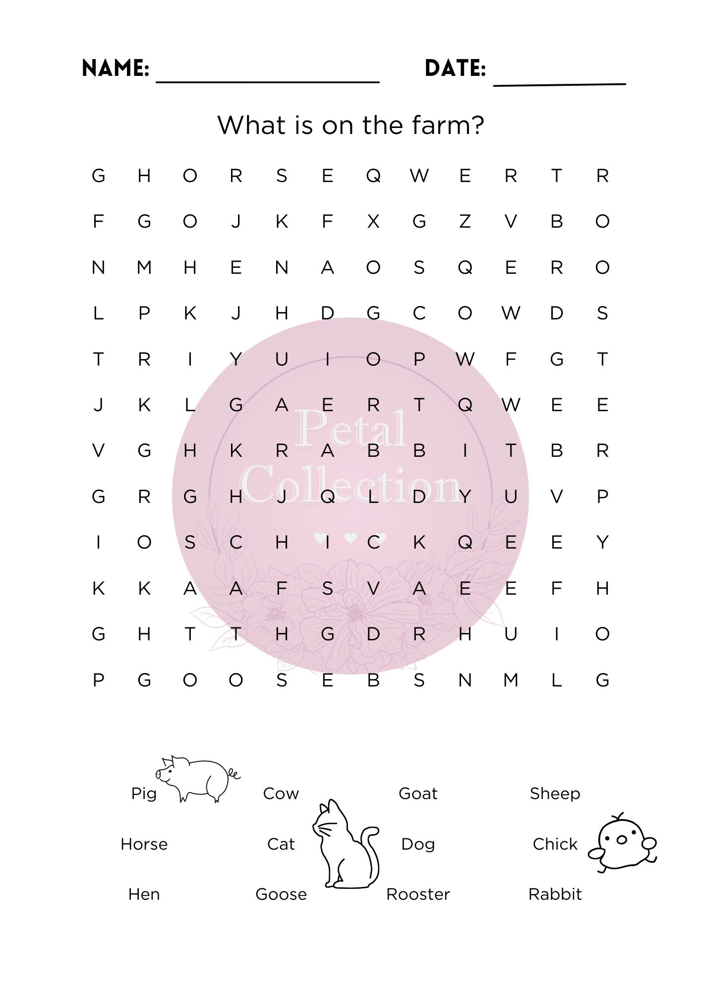 Printable Word Search for Pre School Kids 12 Pages Weekends Fun ...