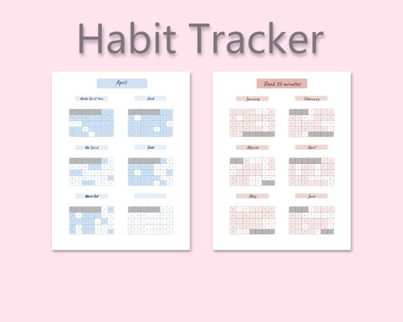 3 Different Types of Printable Habit Trackers Monthly - Etsy