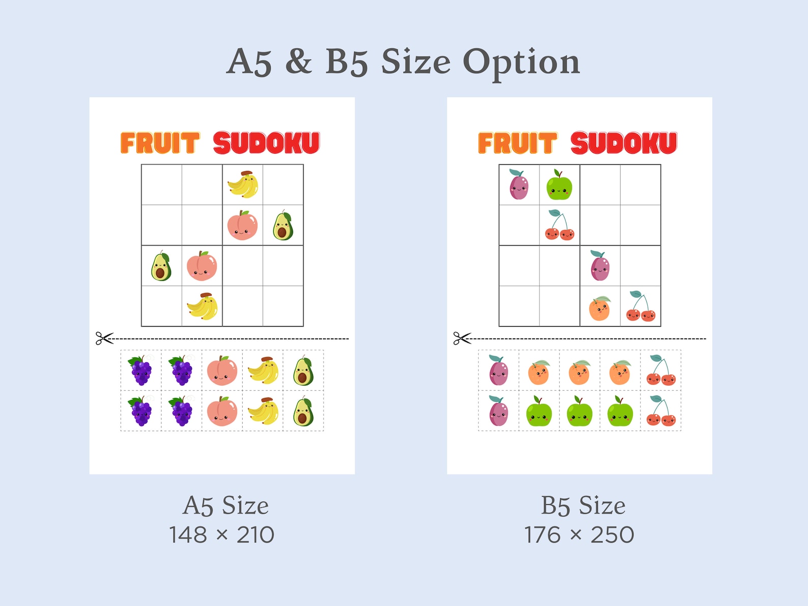4x4fruit Sudoku Printable Kids Summer Fruit Activity Picture Sudoku for ...