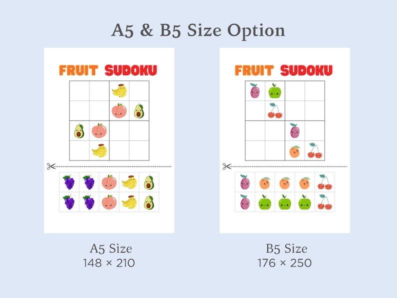 Fruit Sudoku Printable Kids Summer Fruit Activity Picture Sudoku for ...