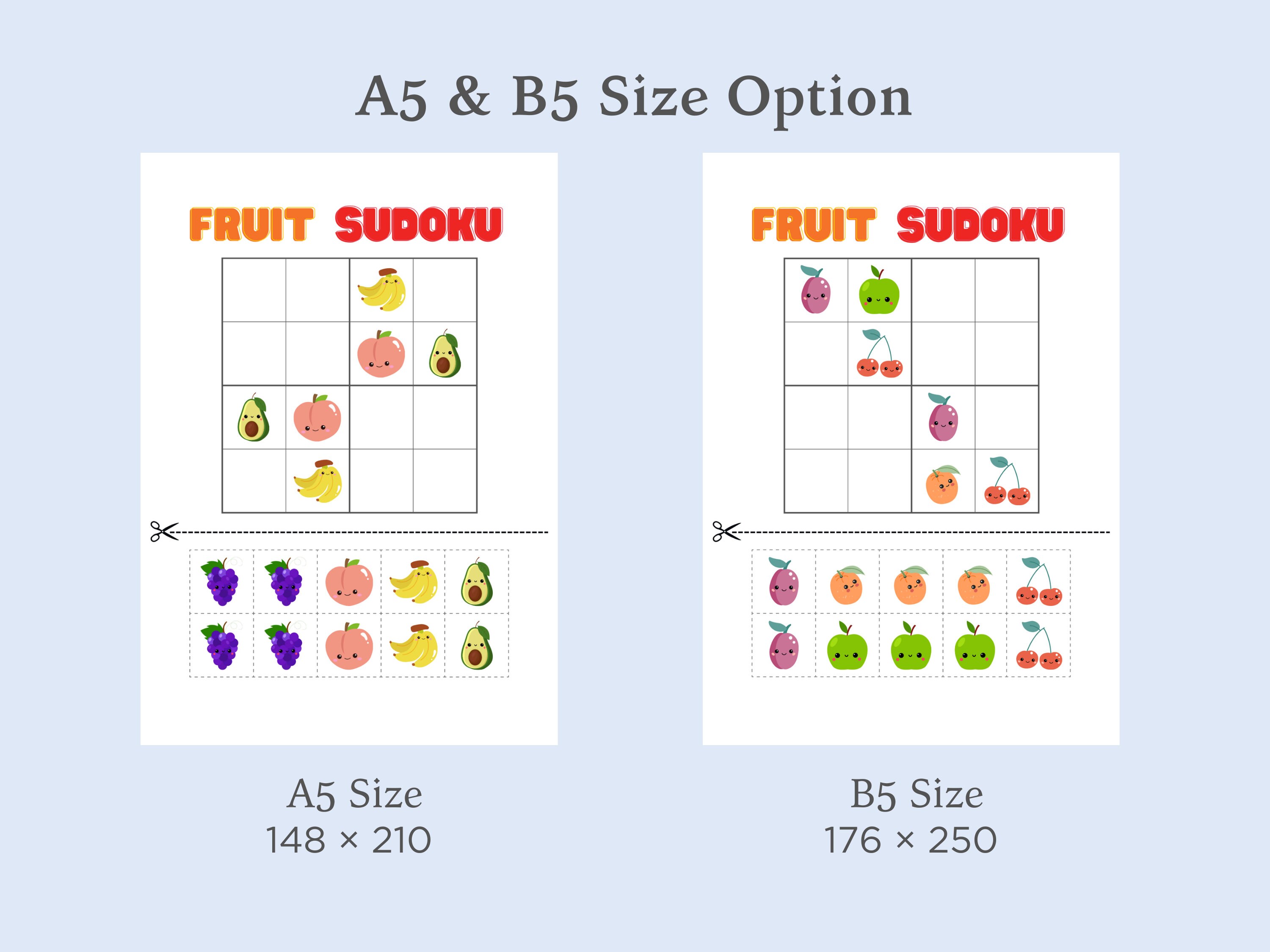 Fruit Sudoku Printable Kids Summer Fruit Activity Picture Sudoku for ...