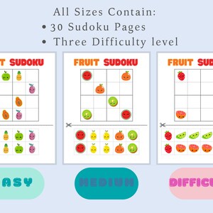 Fruit Sudoku Printable Kids Summer Fruit Activity Picture Sudoku for ...