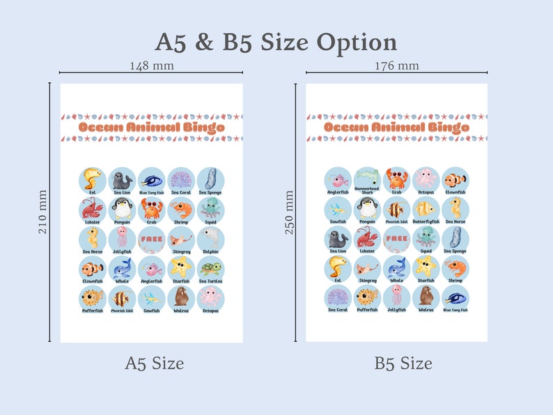 Ocean Animal Bingo Printable Summer Party for Kids Ocean Party Summer ...