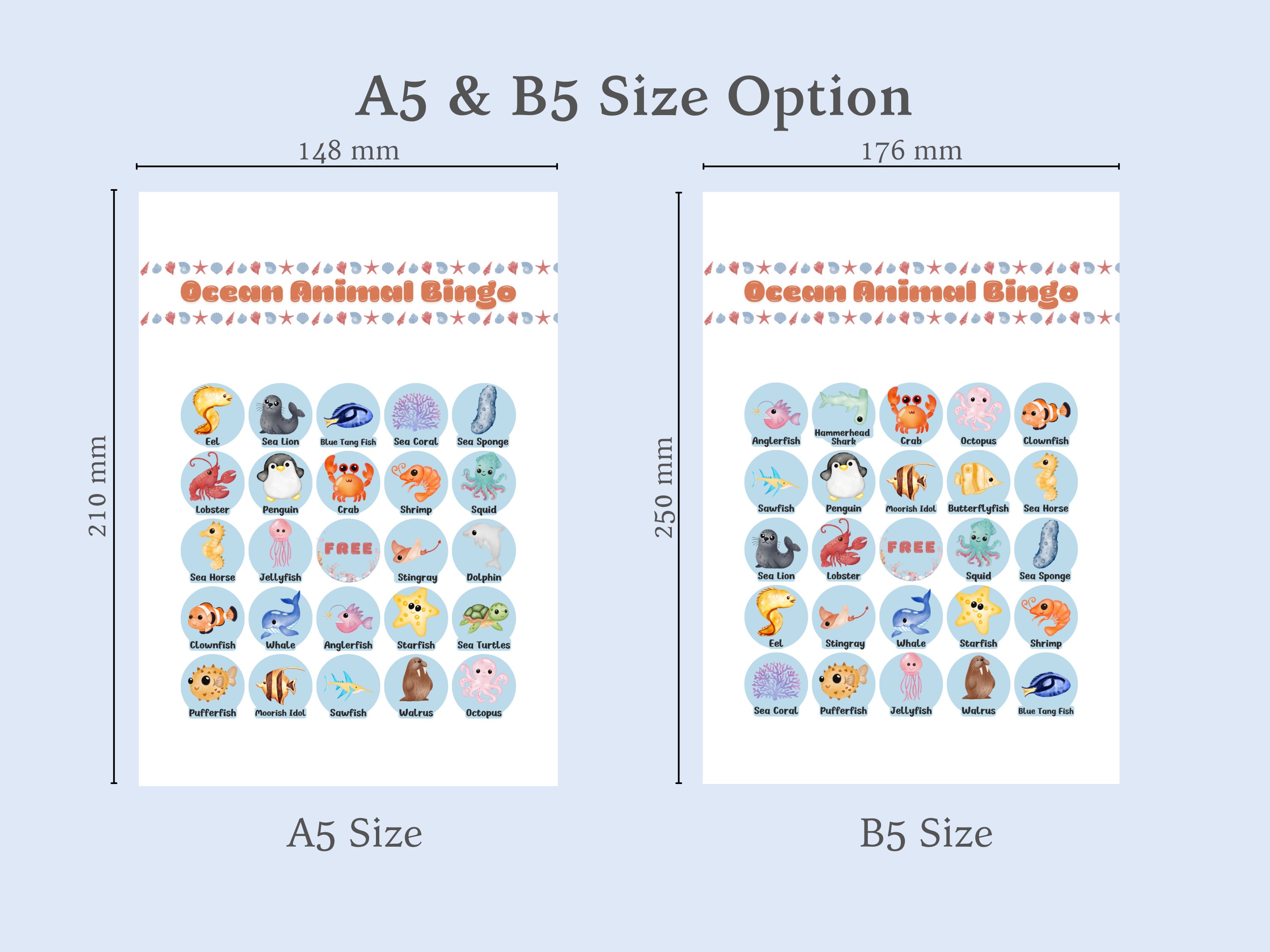 Ocean Animal Bingo Printable Summer Party for Kids Ocean Party Summer ...