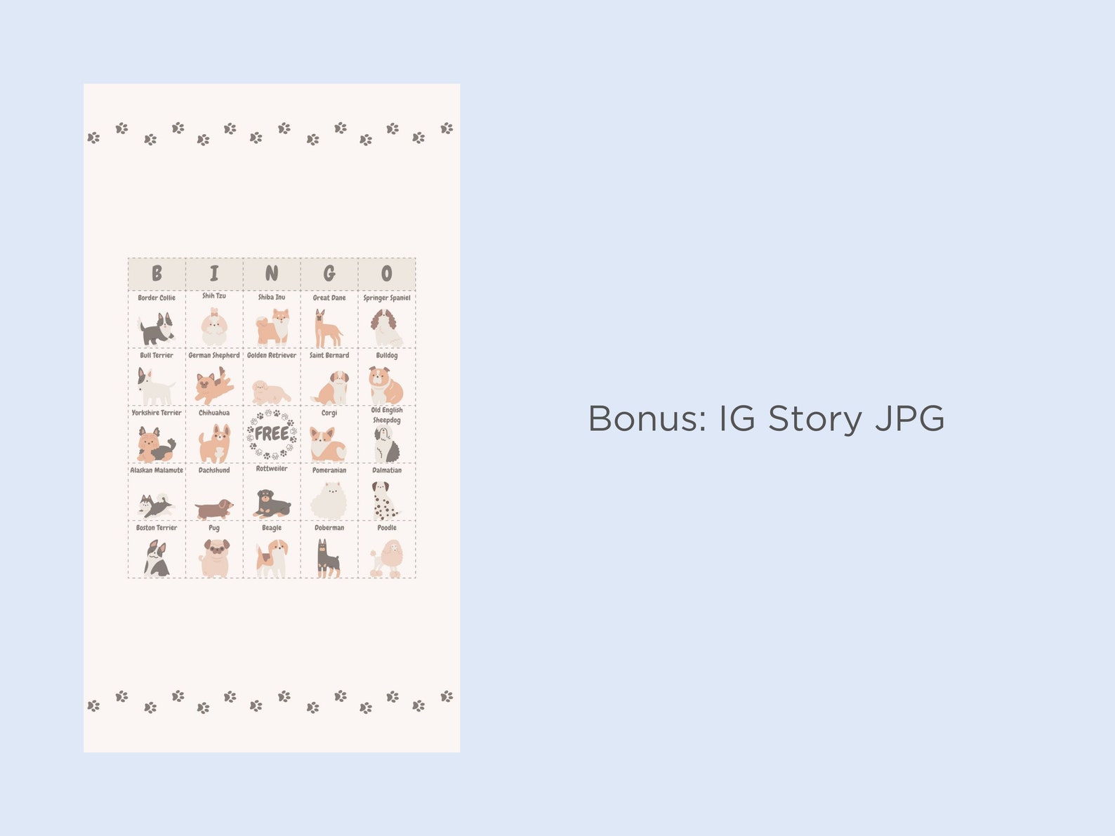 Dog Bingo Cards 50 Pages Printable |a4|a5|letter|half Letter|b5| Puppy ...
