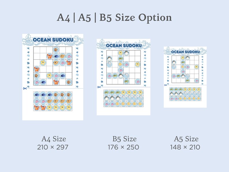 Ocean Animal 6x6 Sudoku Printable Kids Summer Logic Activity Picture ...