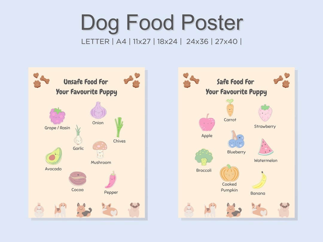 Safe and Unsafe Dog Food Poster | Printable | LETTER | A4 | 11x27 ...