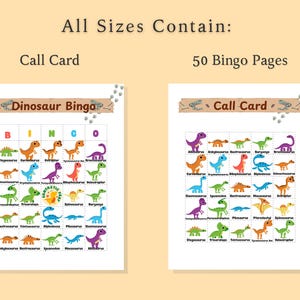 Dinosaur Bingo Cards 50 Pages Printable |a4|a5|letter|half Letter|b5 ...