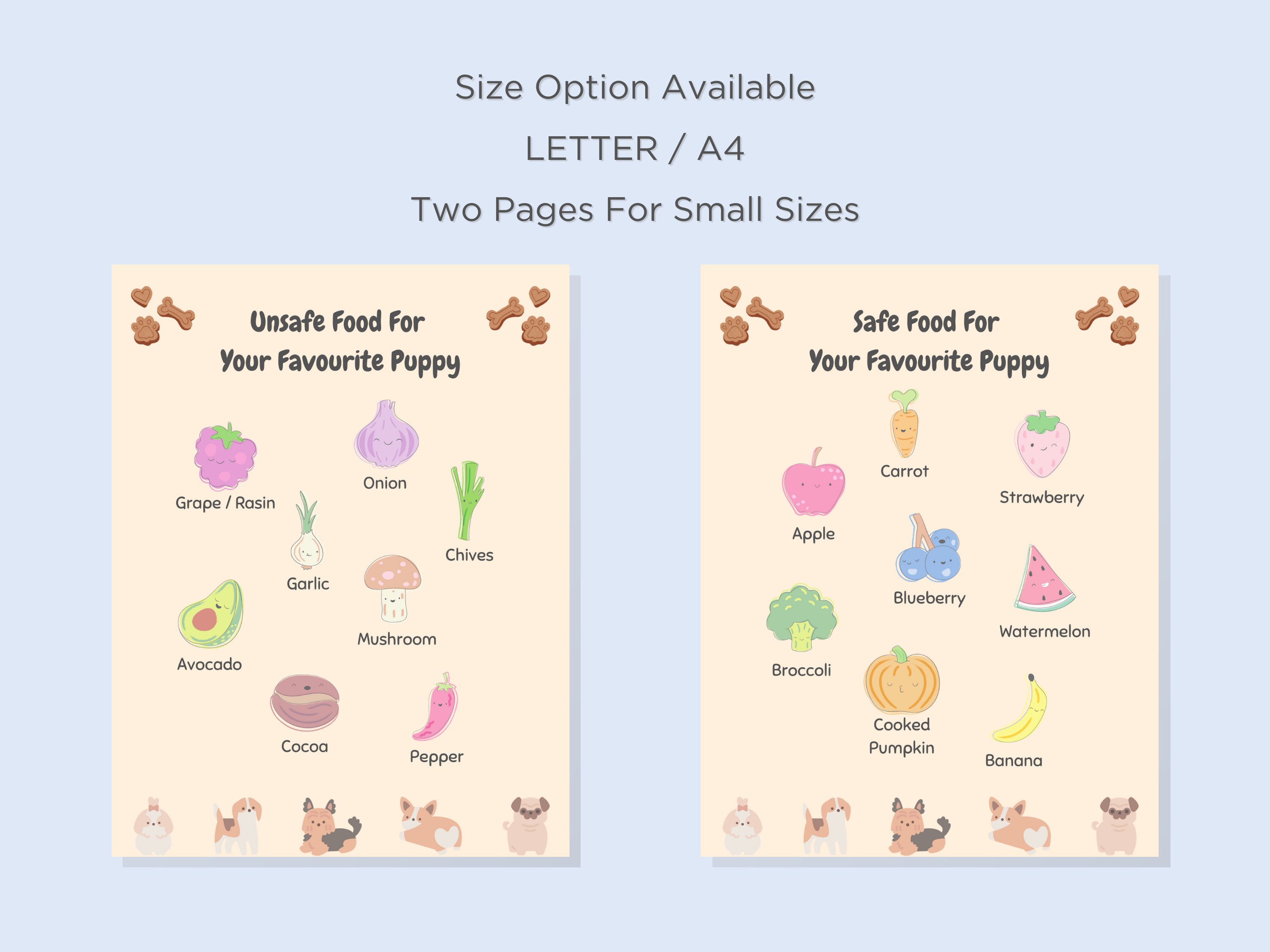 Safe and Unsafe Dog Food Poster | Printable | LETTER | A4 | 11x27 ...