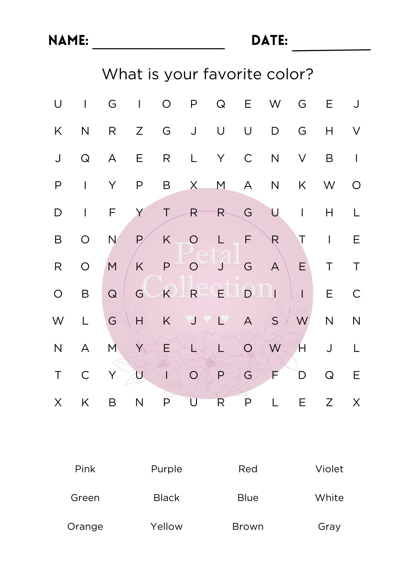 Printable Word Search for Pre School Kids 12 Pages Weekends Fun ...