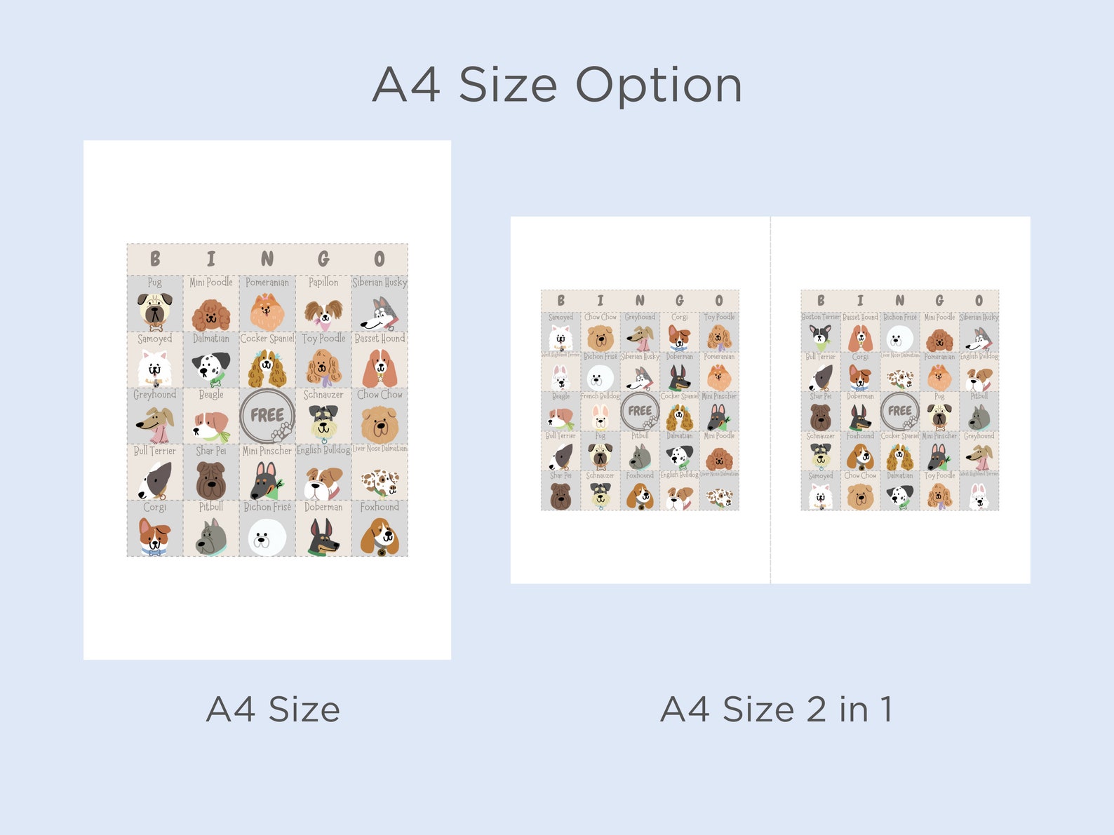 Dog-themed Bingo Cards 60 Pages Printable |a4|a5|letter|half Letter|b5 ...
