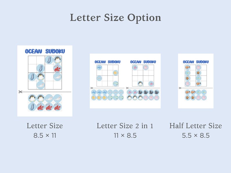 Ocean Animal Sudoku Printable Kids Summer Activity Picture Sudoku for ...
