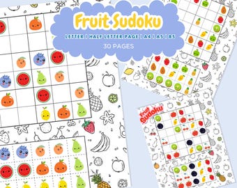 4x4fruit Sudoku Printable Kids Summer Fruit Activity Picture Sudoku for ...
