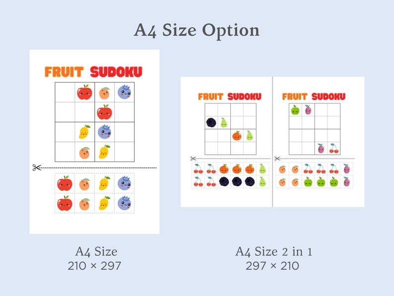 Fruit Sudoku Printable Kids Summer Fruit Activity Picture Sudoku for ...