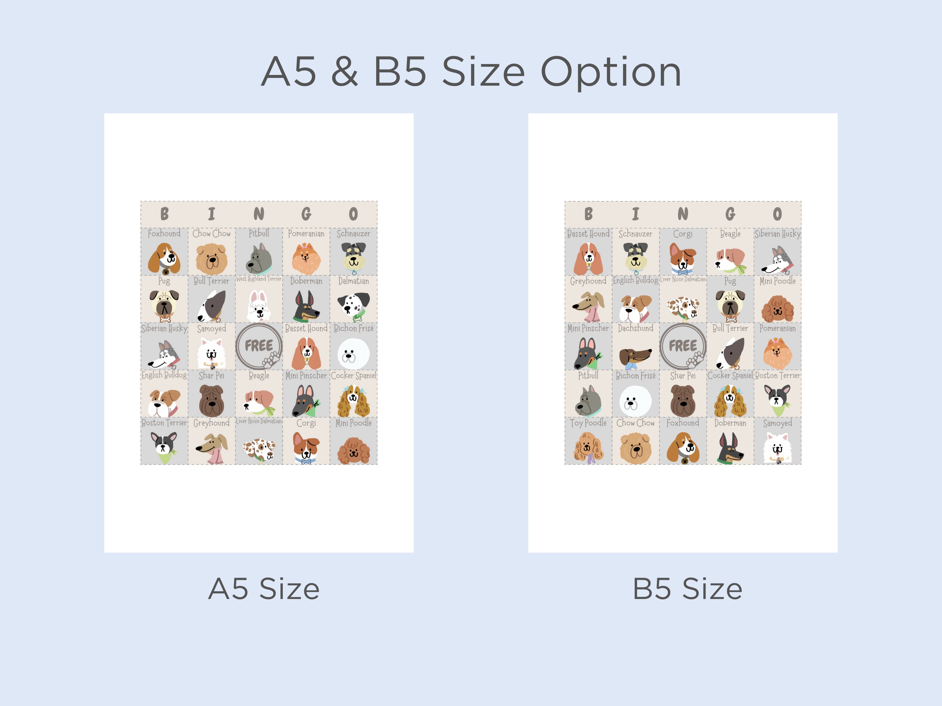 Dog-themed Bingo Cards 60 Pages Printable |a4|a5|letter|half Letter|b5 ...