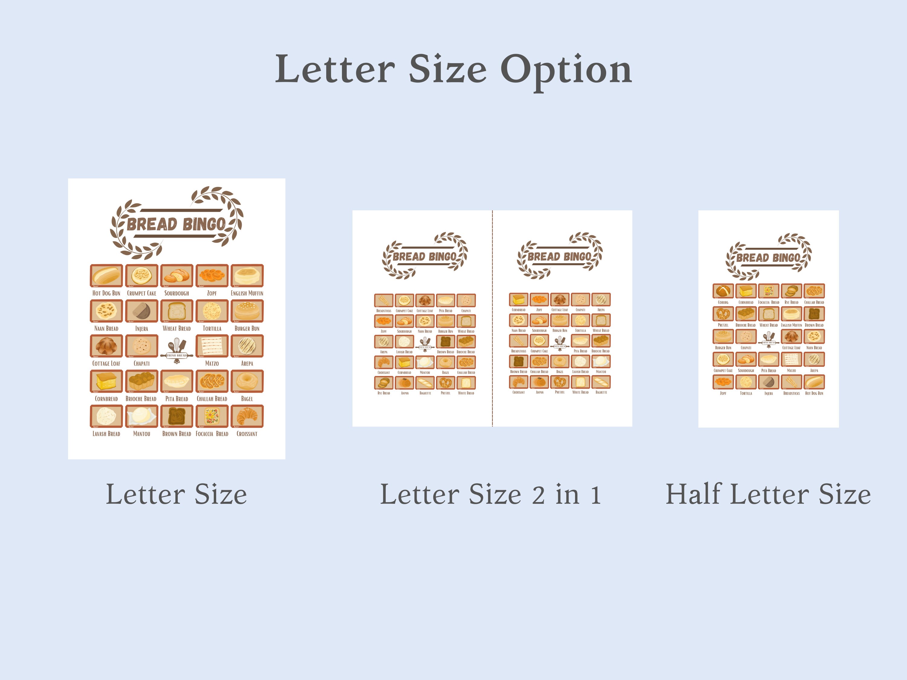 Bread Bingo 60 Pages Printablea4a5letterhalf Letter Bread Baker Game - Etsy