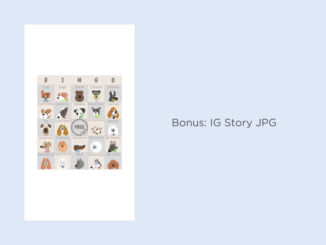Dog-themed Bingo Cards 60 Pages Printable |a4|a5|letter|half Letter|b5 ...