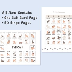 Dog Bingo Cards 50 Pages Printable |a4|a5|letter|half Letter|b5| Puppy ...