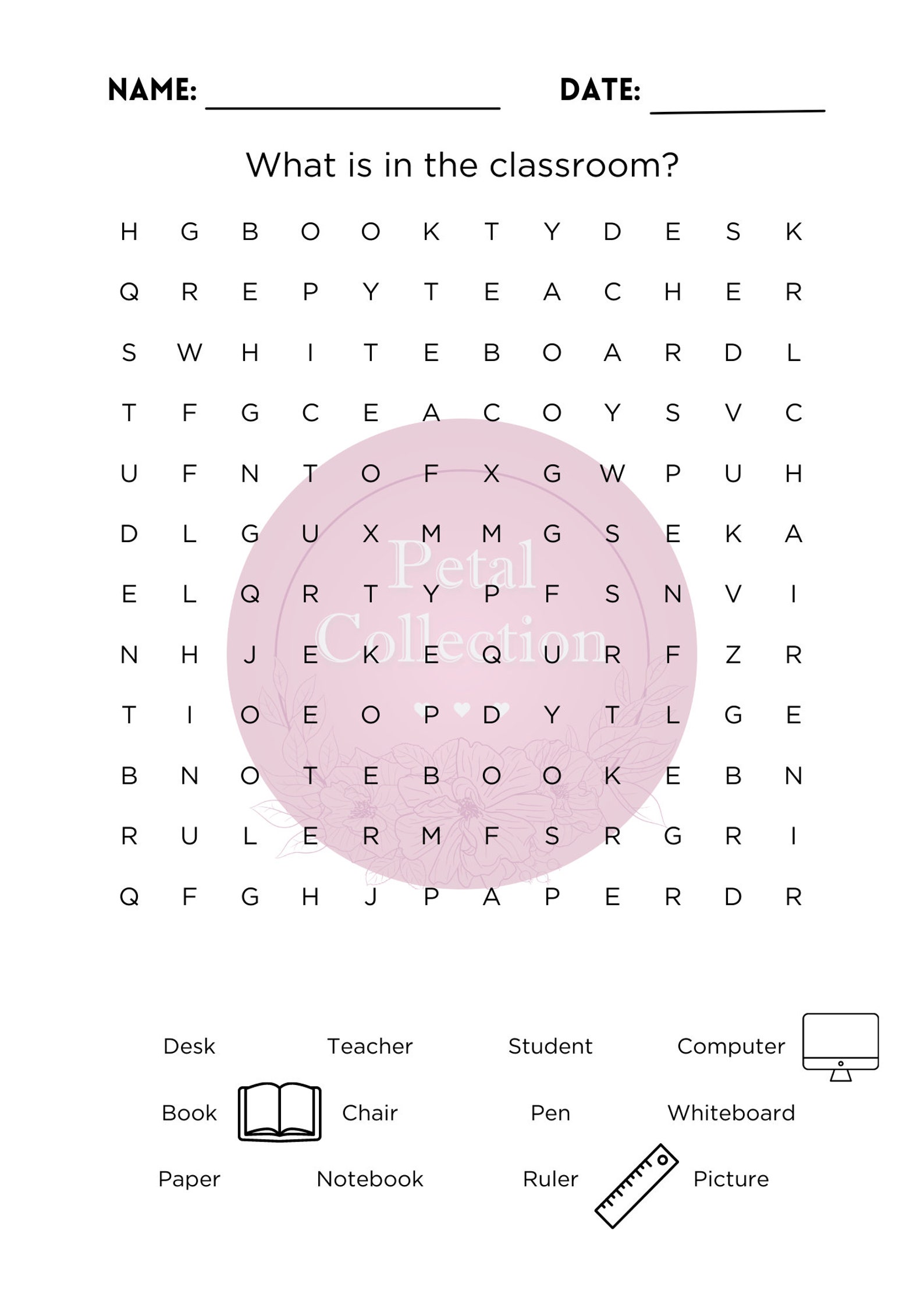 Printable Word Search for Pre School Kids 12 Pages Weekends Fun ...