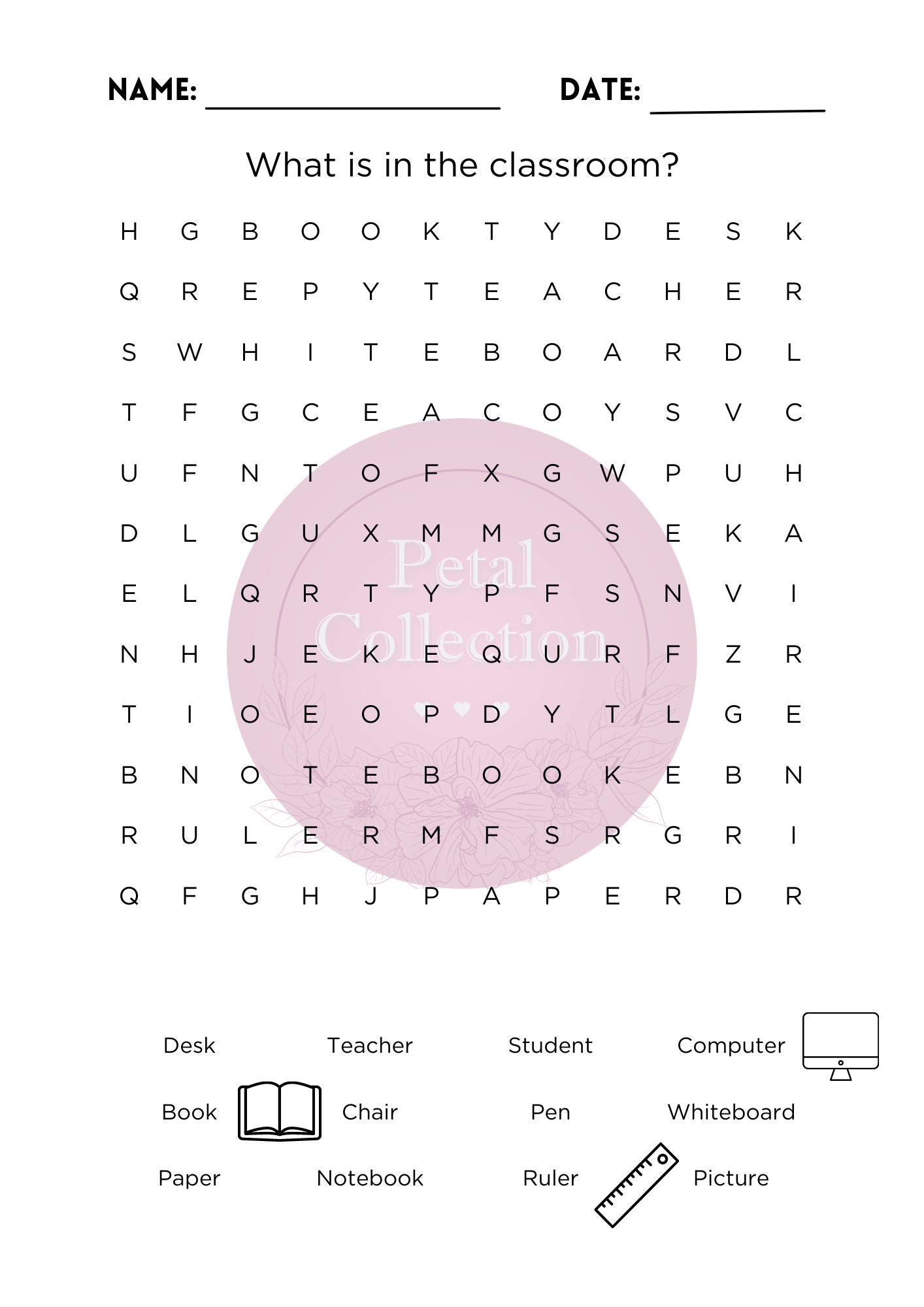 Printable Word Search for Pre School Kids 12 Pages Weekends Fun ...