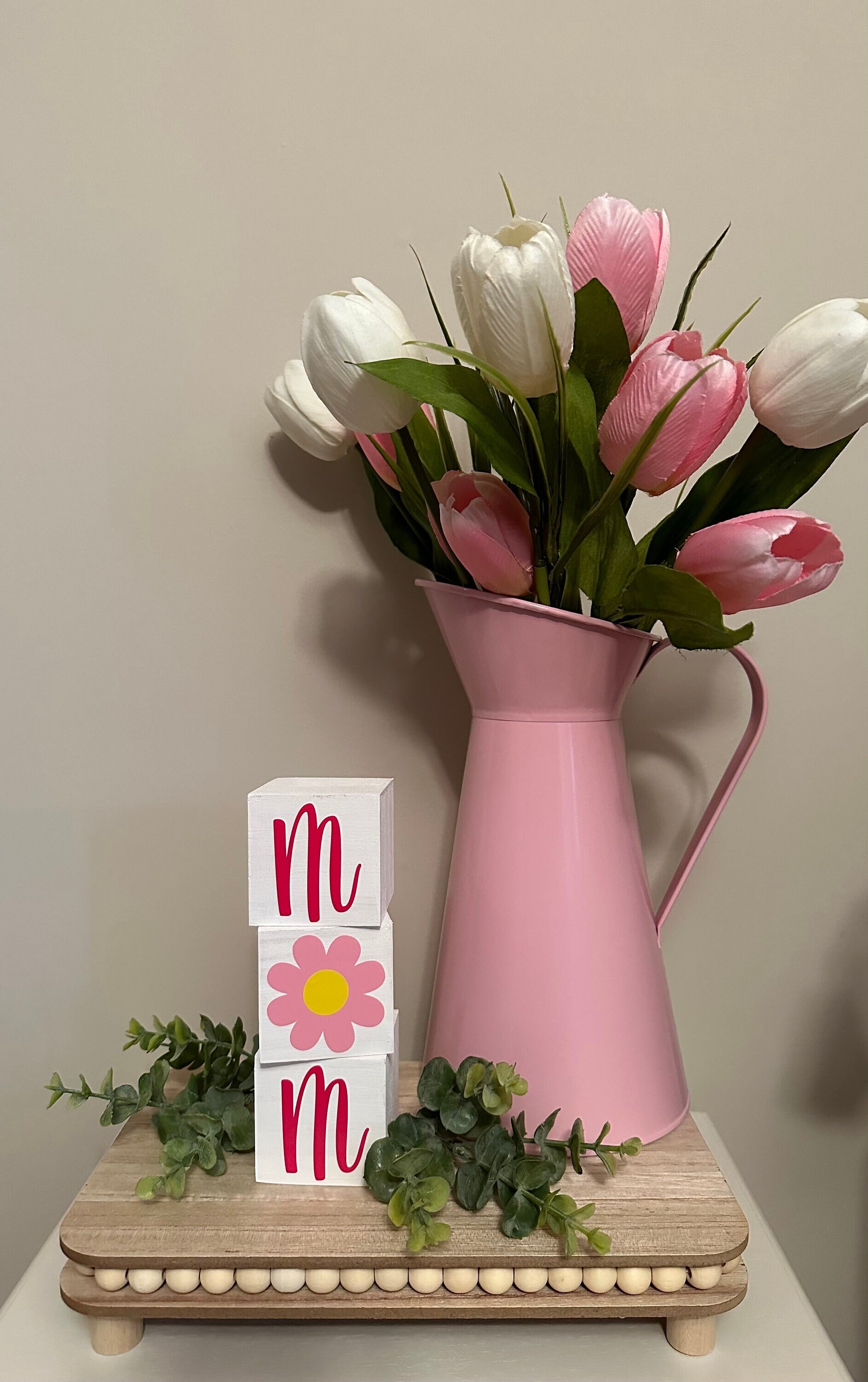 Pink Daisy Mothers Day Stackable MOM Blocks - Etsy