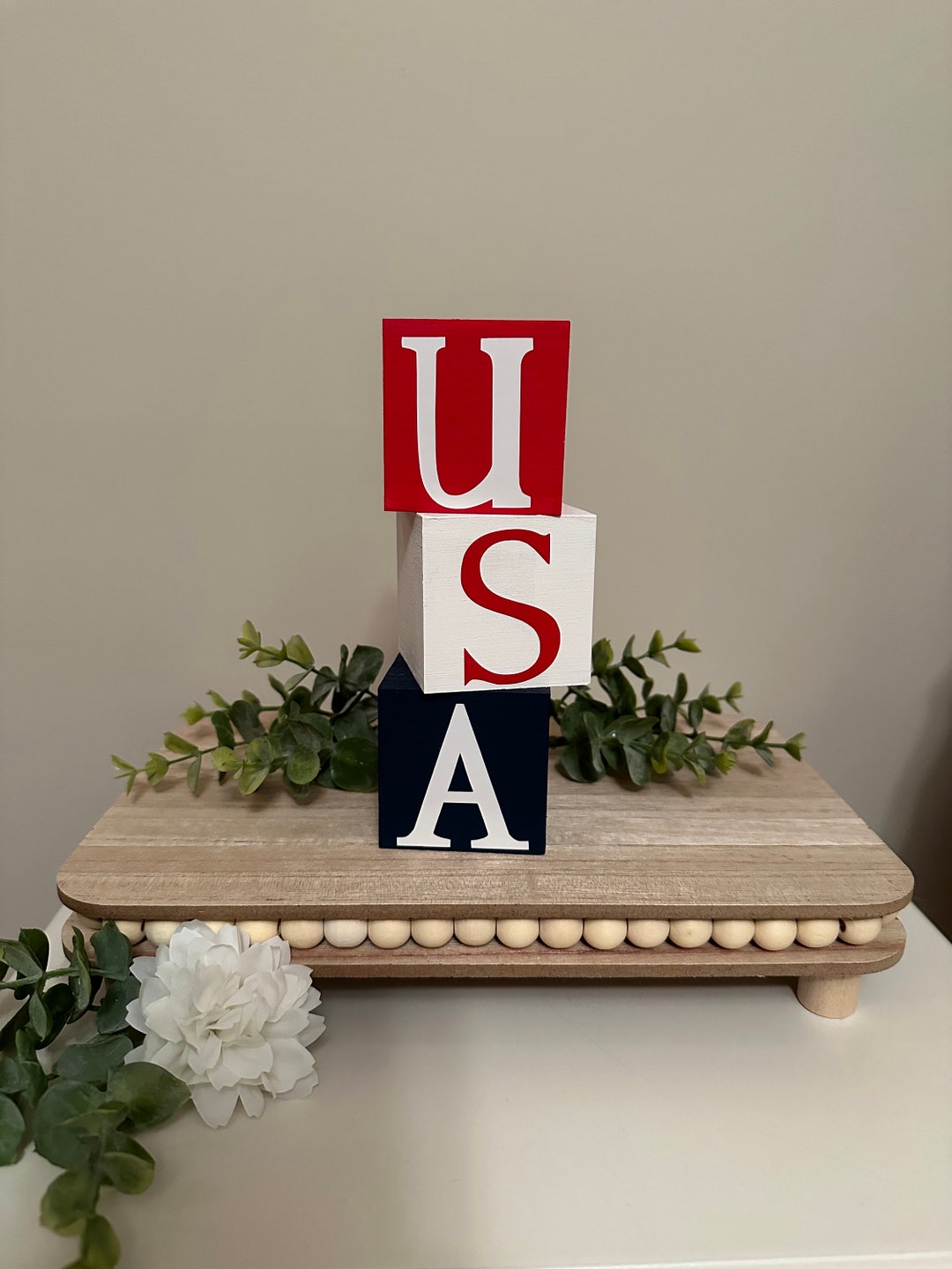 USA Red, White, & Blue Stackable Blocks - Etsy