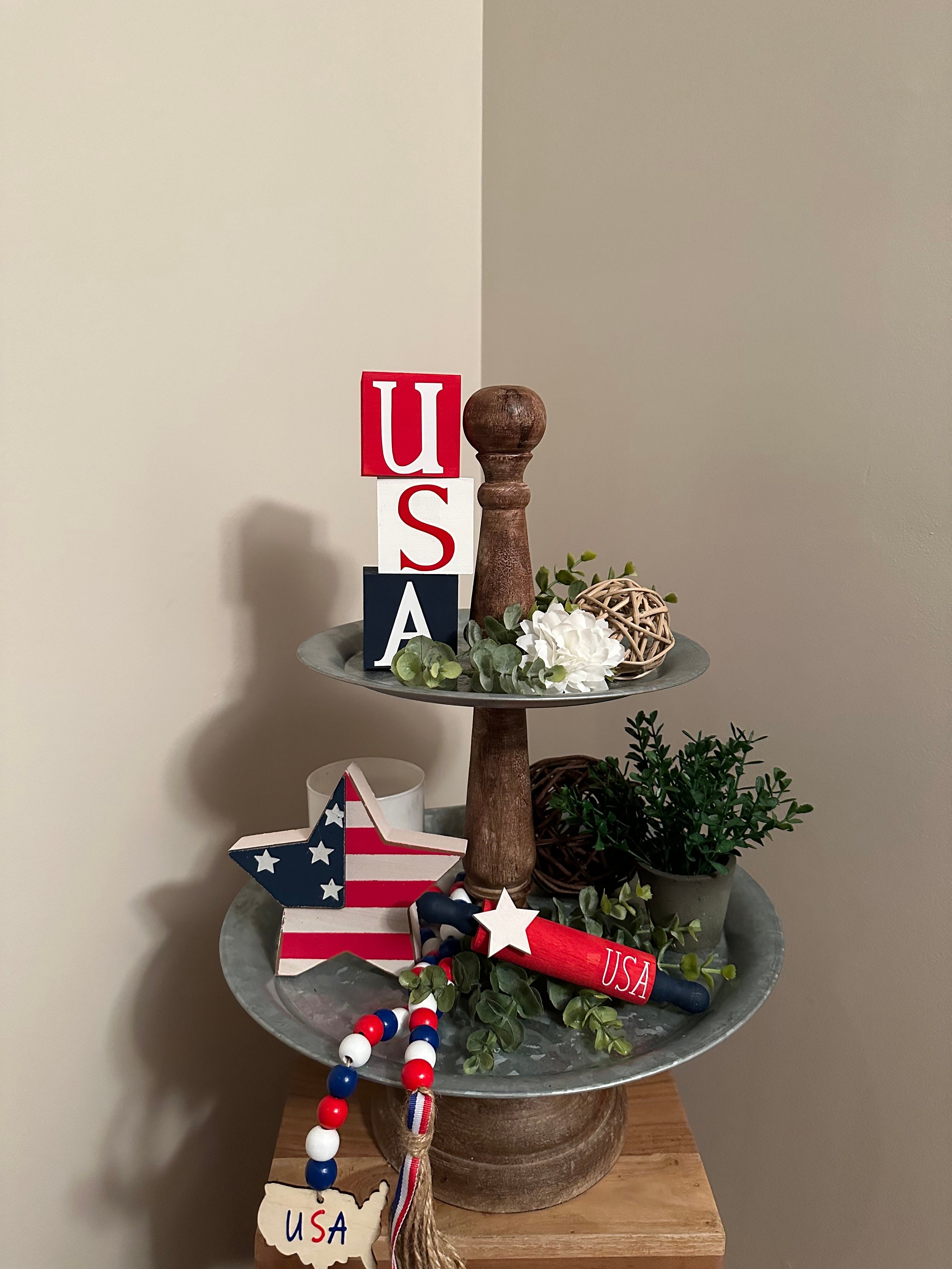 USA Red, White, & Blue Stackable Blocks - Etsy