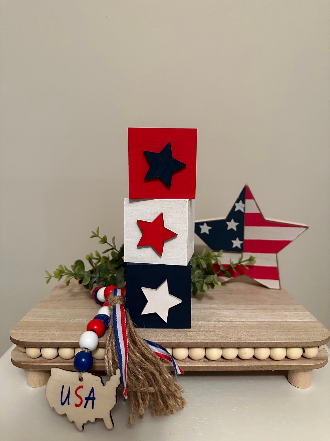 Red White & Blue Stackable Star Blocks - Etsy