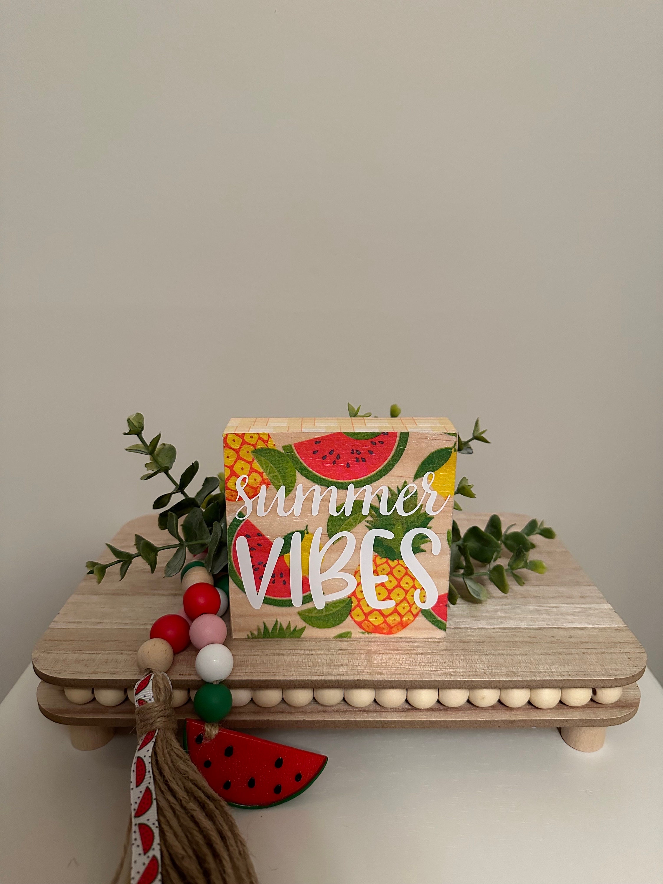 Summer Vibes Summer Fruit Tiered Tray Sign - Etsy