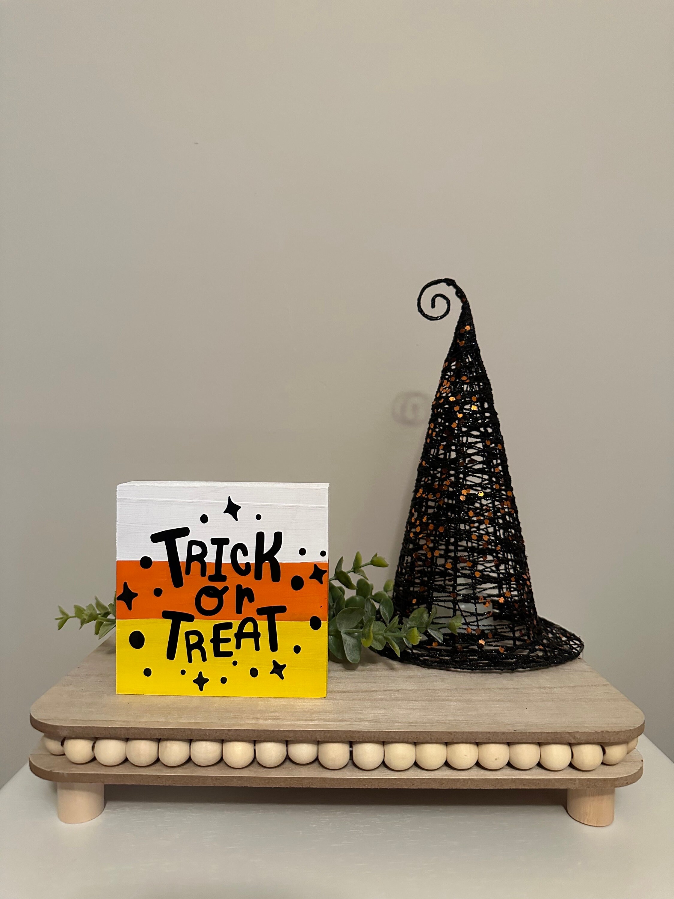 Candy Corn Trick or Treat Halloween Tiered Tray Sign - Etsy