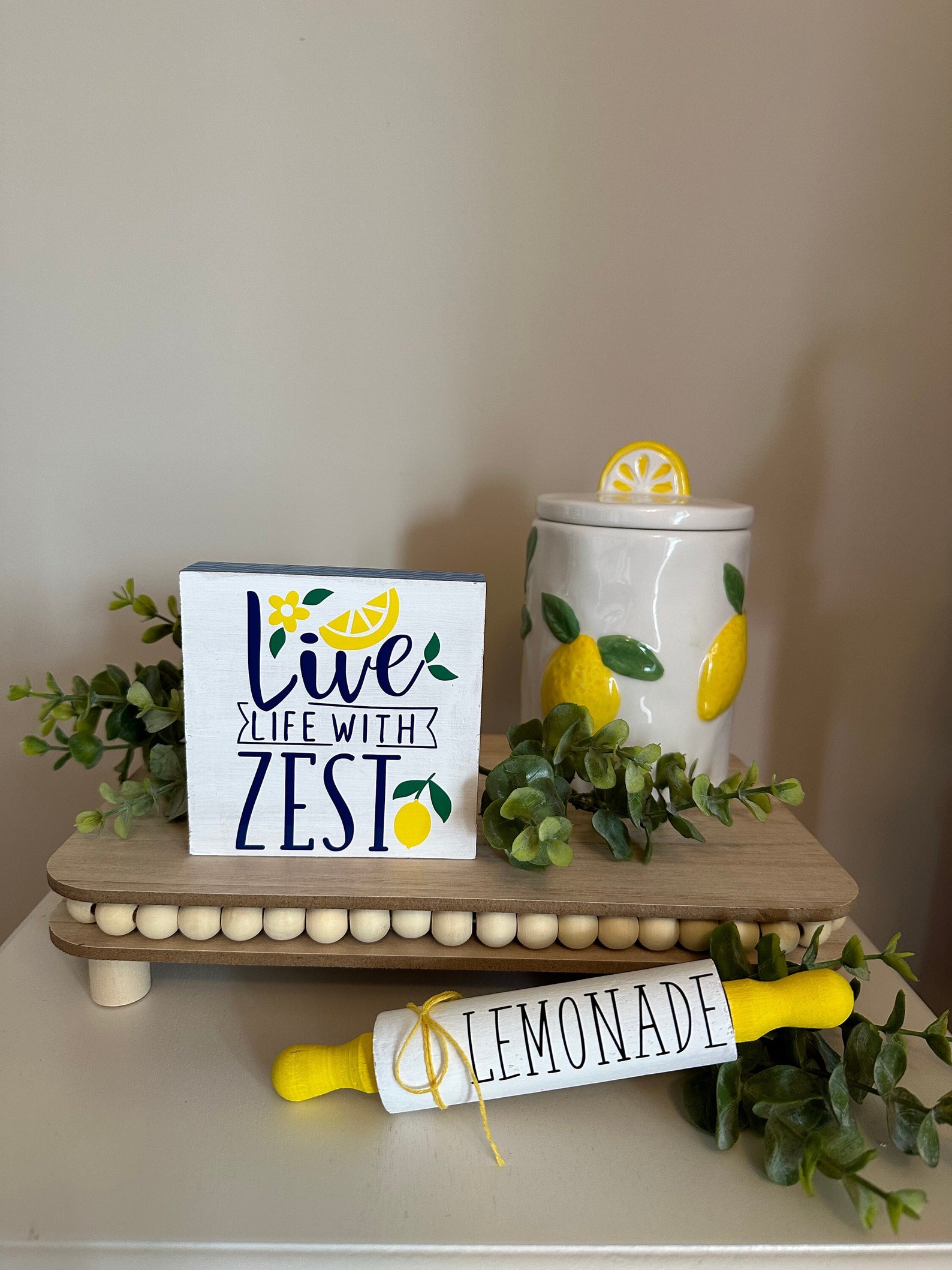 Live Life With Zest Lemon Tiered Tray Sign - Etsy