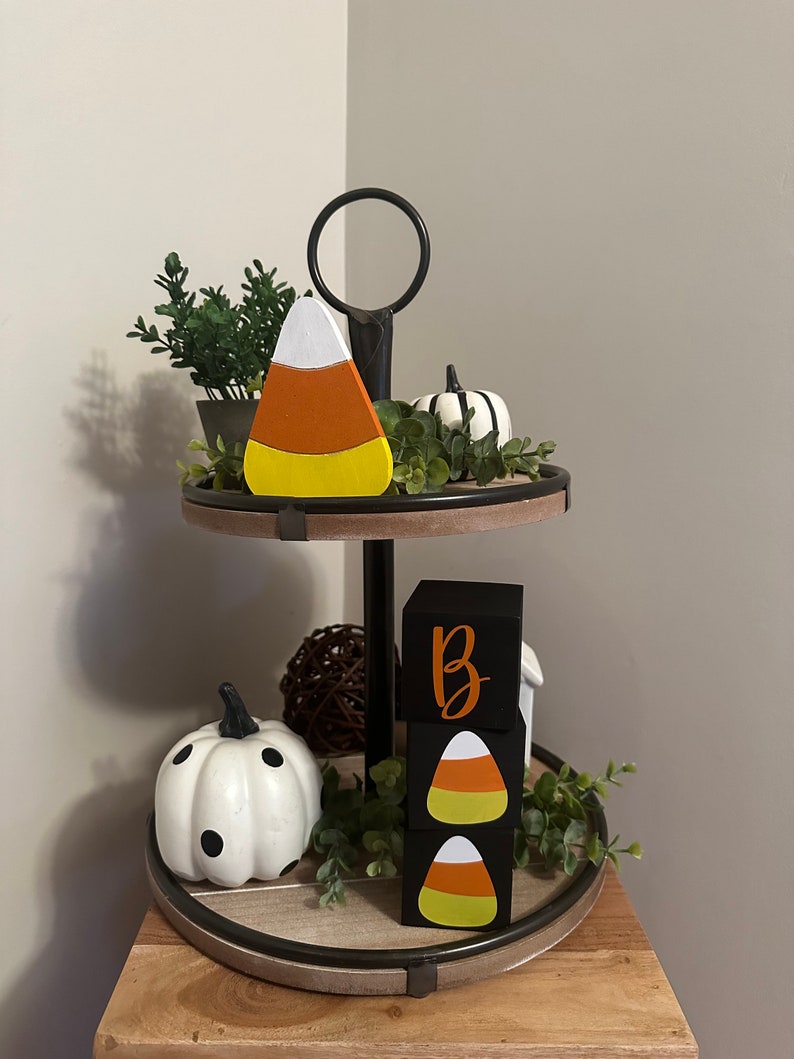 Candy Corn & Ghost Set Halloween Set for Tiered Tray - Etsy